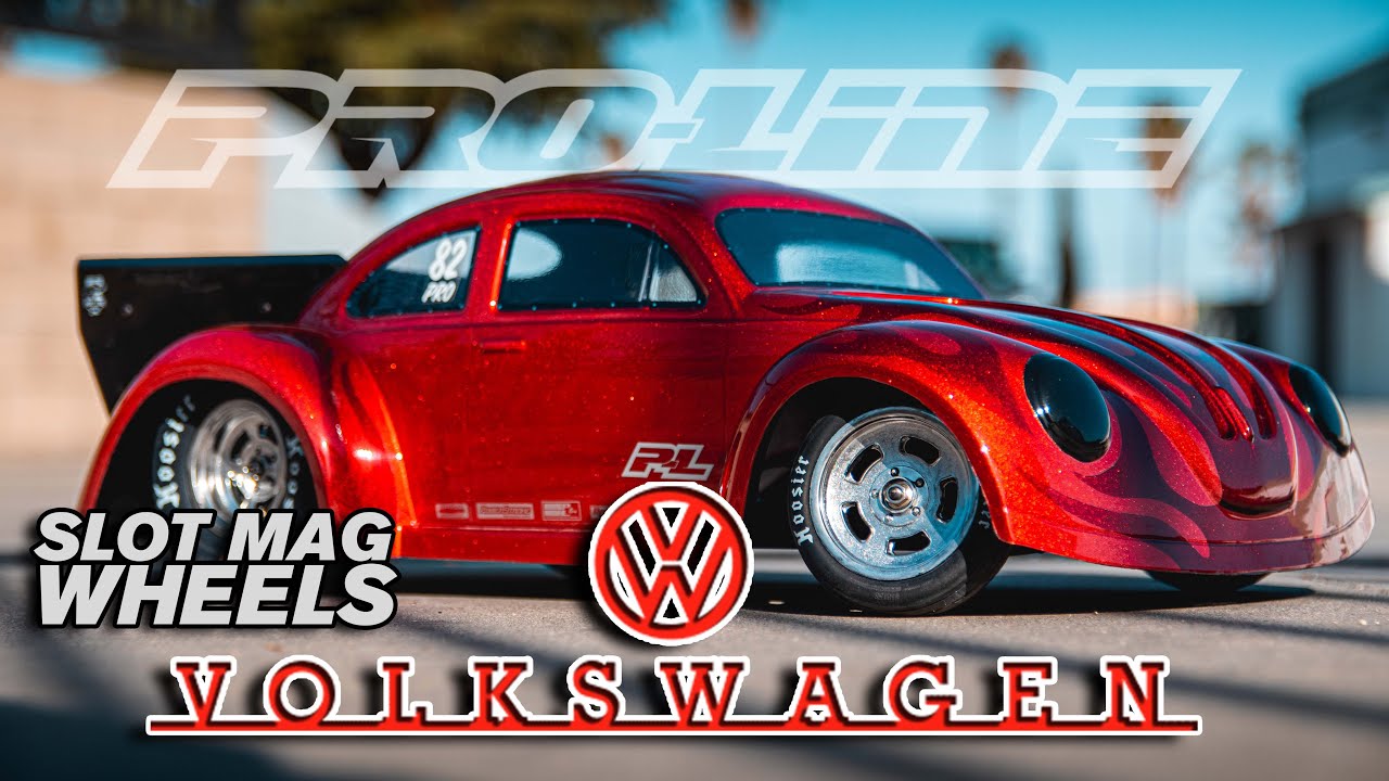 Pro-Line Volkswagen Drag Bug Clear Body and Slot Mag Drag Spec Wheels ...