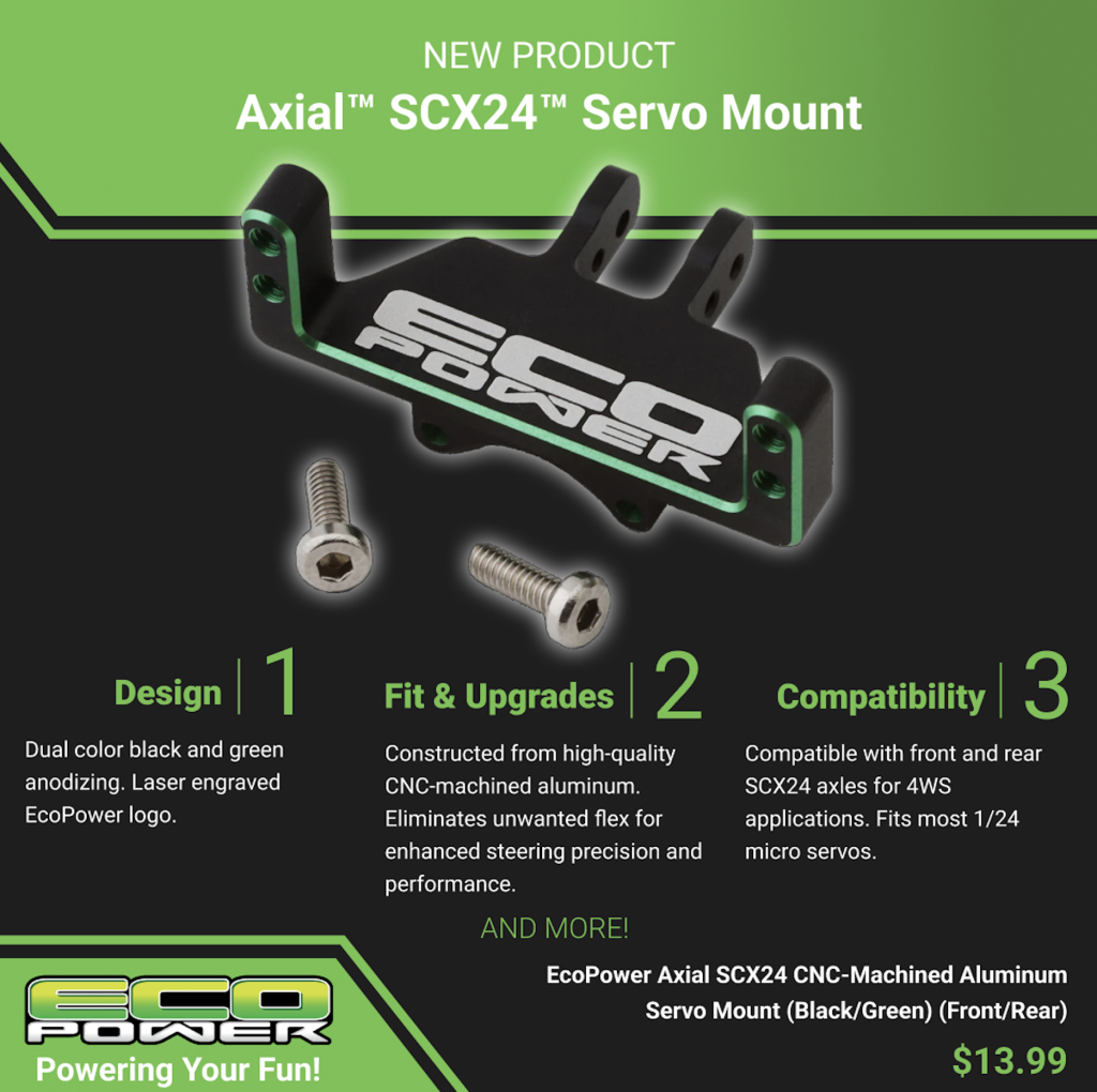 EcoPower Axial SCX24 CNC-Machined Aluminum Servo Mount - RC Driver